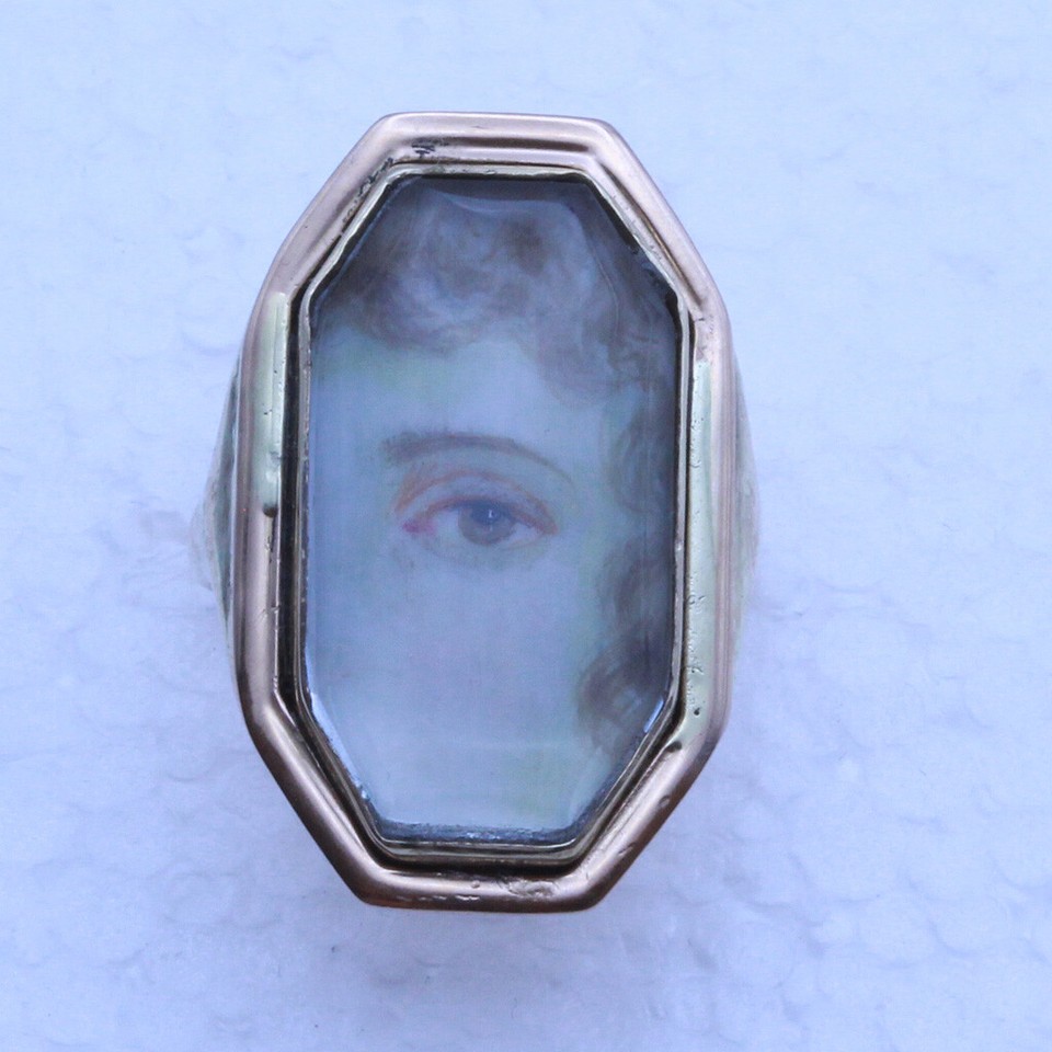 Antique Georgian Miniature Eye Ring 14k Gold miniature painting Unisex ...