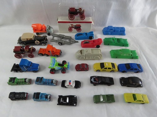 Lot of 27 Vintage Plastic Trains & Cars: Thomas, Buggy, Fire Truck ...