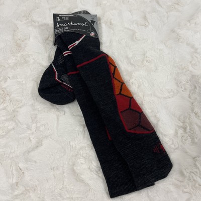 SMARTWOOL Ski Socks Men's Large 9-11.5 Knee High Gray Orange Red Padded ...