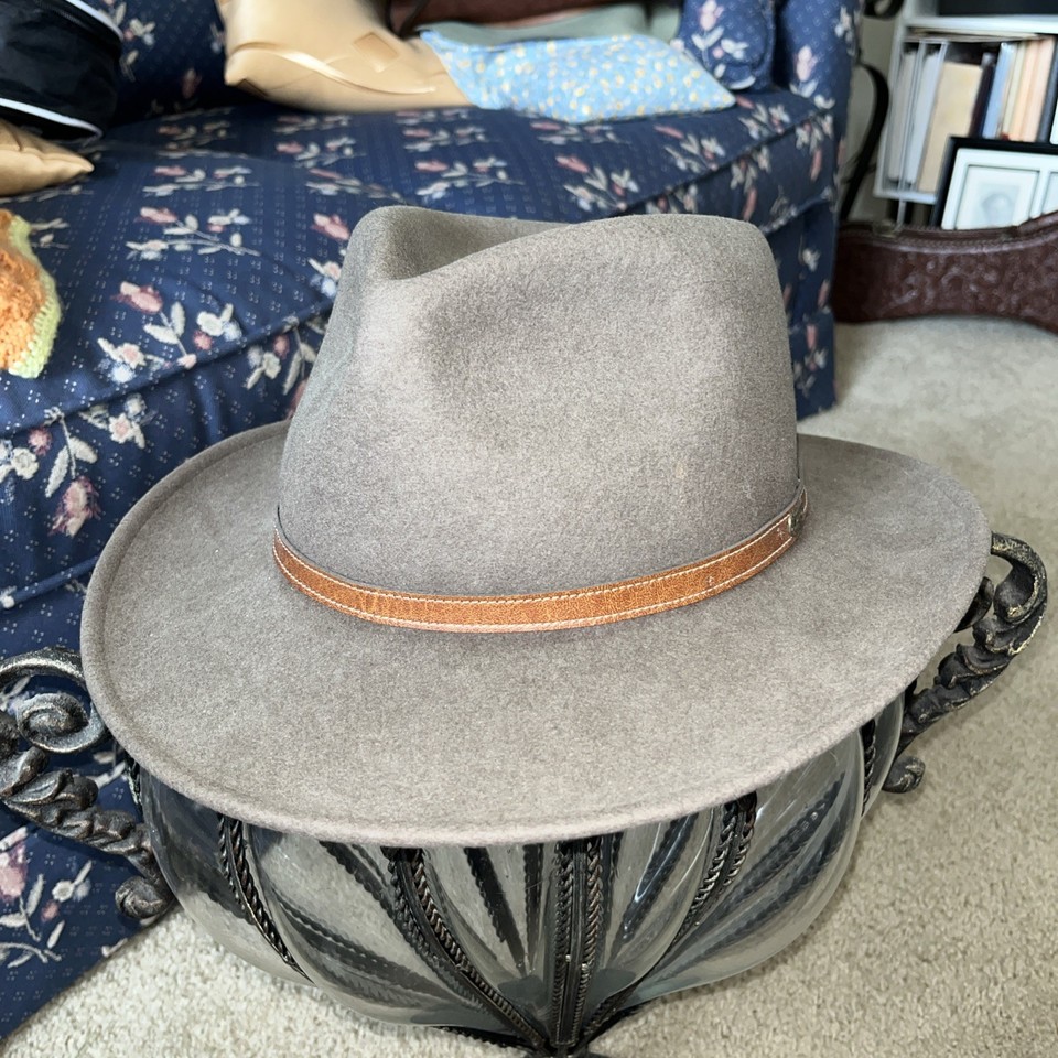 Men's Brown 100% Wool Flex Felt Crushable Rodeo Cowboy Western Hat Size ...