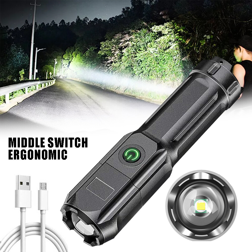Rechargeable 990000LM LED Flashlight Tactical Police Super Bright Torch ...