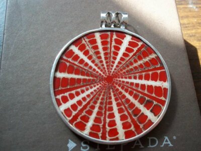 Silpada Sterling Silver Red Shell Resin Sundial Pendant S1840 Retired ...