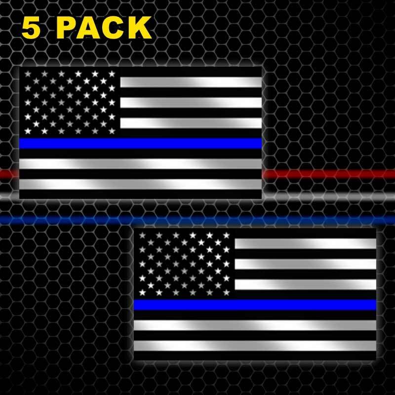 5 pack Police Thin Blue Line Decal Sticker American Flag Law ...