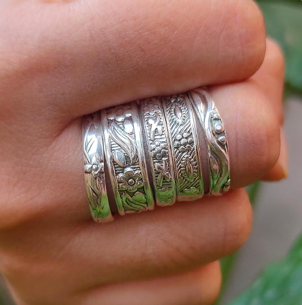 Silver Stacking Rings 925 Sterling Silver Band Ring : Boho Ring Knuckle ...