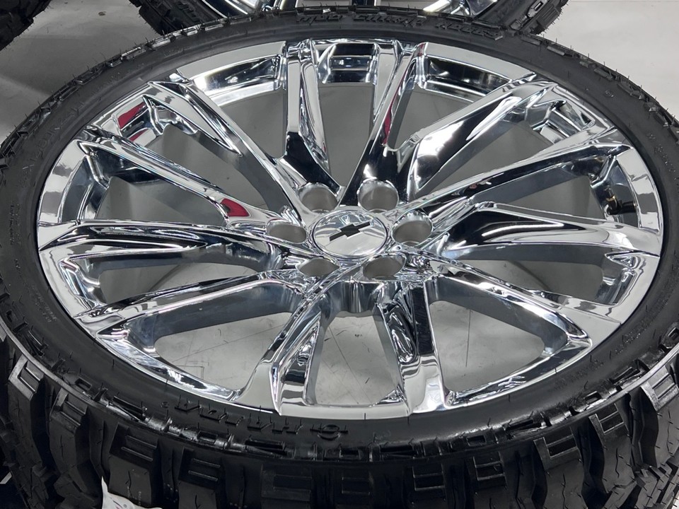 24" INCH CHROME WHEELS RIMS TIRES Chevy GMC AT4 NEW 2025 MODEL 6X139 ...