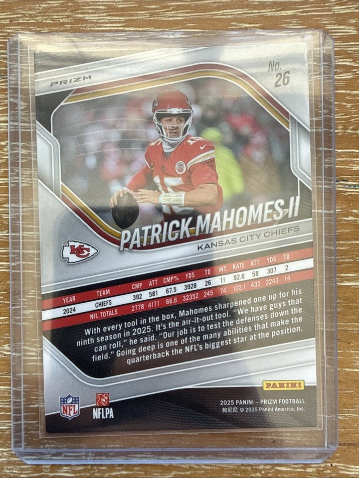 2025 Panini Prizm Patrick Mahomes II White Disco Parallel #26 Kansas ...