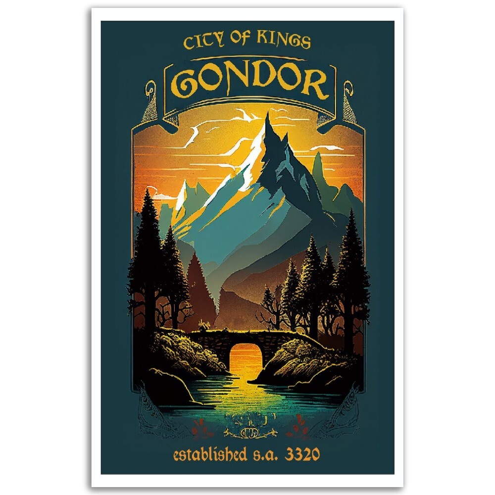 Lord of the Rings LOTR Gondor J.R.R. Tolkien Art Print Travel Poster | eBay