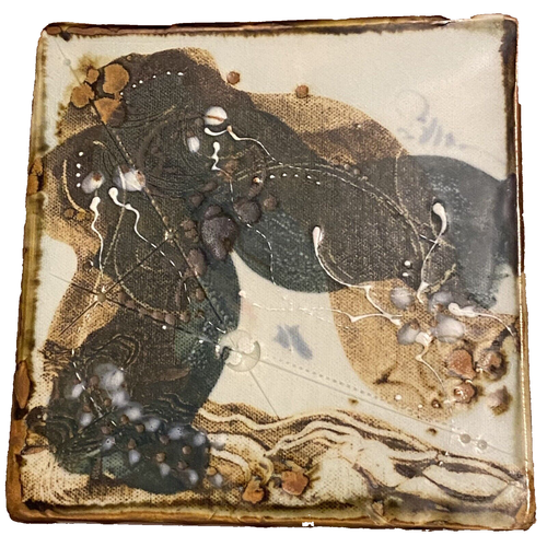 Gordon Batten Signed Tile Two Rivers Studio Pottery Clay Handmade ...