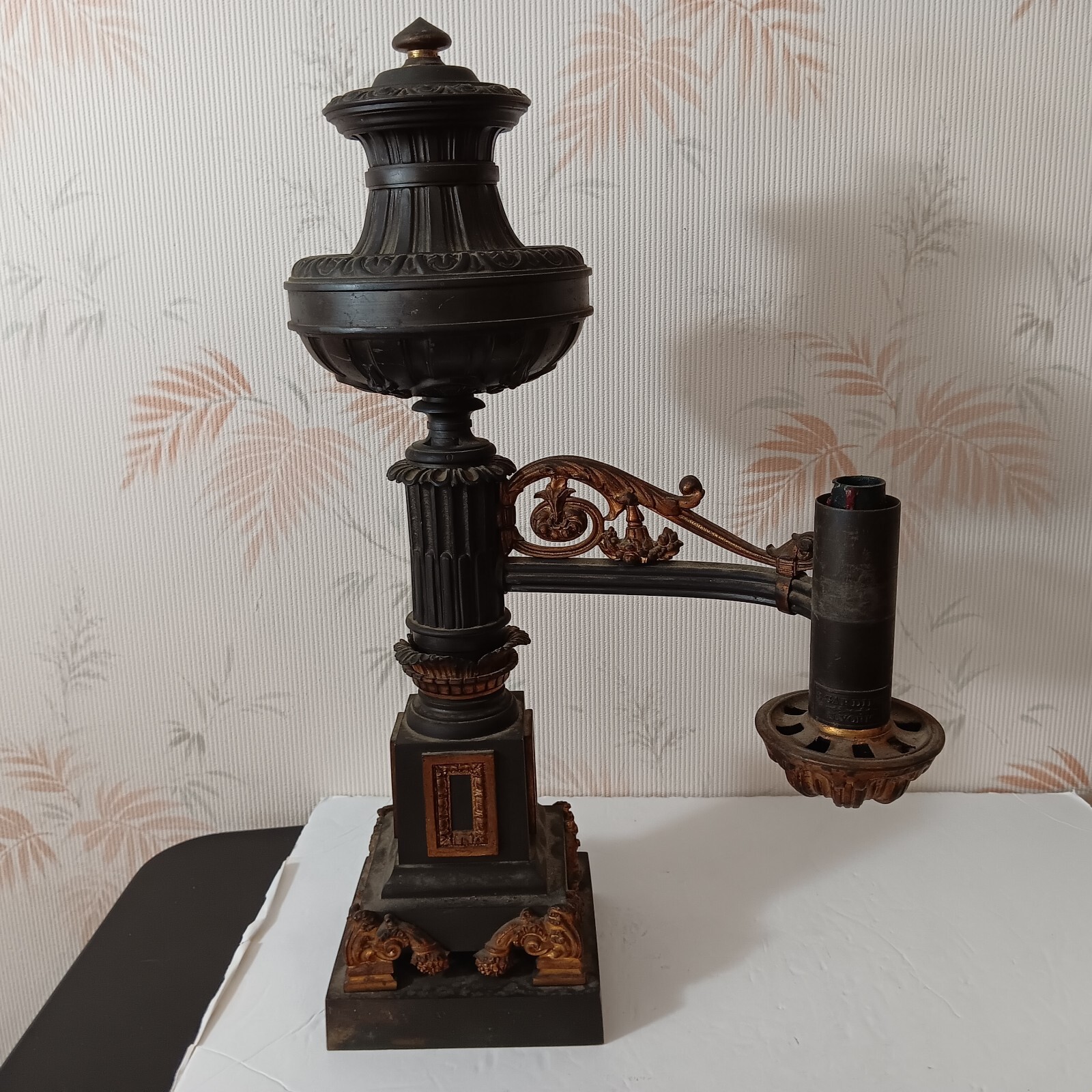 Late 1800's B. Gardiner N.Y. Bronze Argand 18" Oil Lamp (Missing ...