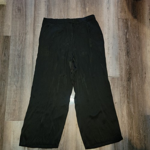 Forever 21 + Pants Satin Black Wide Leg Comfort Flowy Size 2X Plus size ...