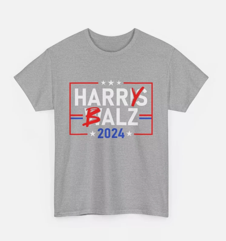 Funny Harris Walz 24 Harry Balz 2024 Meme Democratics Vote T-Shirt | ID ...