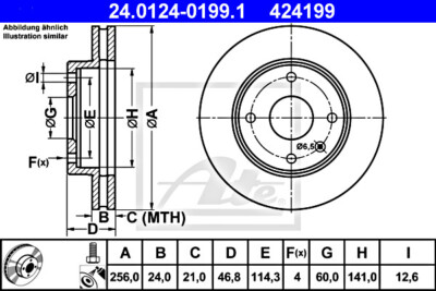 2x ATE Brake Disc For CHEVROLET DAEWOO Evanda Lacetti Nubira Rezzo ...