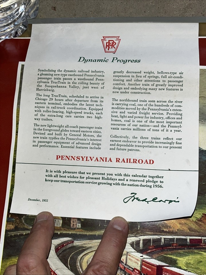 Vintage 1956 Pennsylvania Railroad Calendar by Grif Teller PRR Dynamic ...