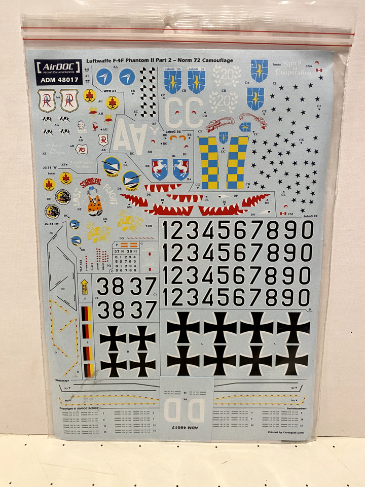 Airdoc 1/48 decals M48-017 Luftwaffe F-4F Phantom Part 2, Norm 72 ...