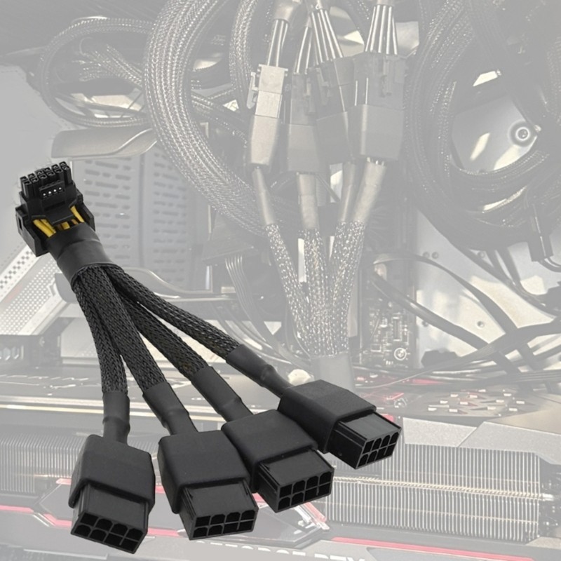 12cm 16pin 12VHPWR Male to 4x8P Female Graphics Card Line Splitter ...