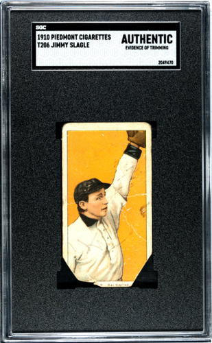 1909 T206 JIMMY SLAGLE NNO POOR PIEDMONT 350 SGC A BASEBALL BALTIMORE ...