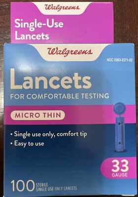 Micro Thin Lancets 33 Gauge 100 Sterile Tip Lancets Walgreens - NEW | eBay