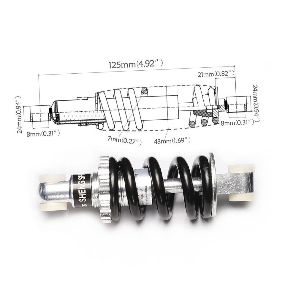 4x 125mm EA1 750lbs Rear Shock for Mini ATV Quad E-bike Dirt Pit Bike ...