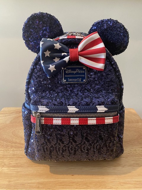 Loungefly Disney Parks Minnie Mouse Sequined Stars and Stripes Mini ...