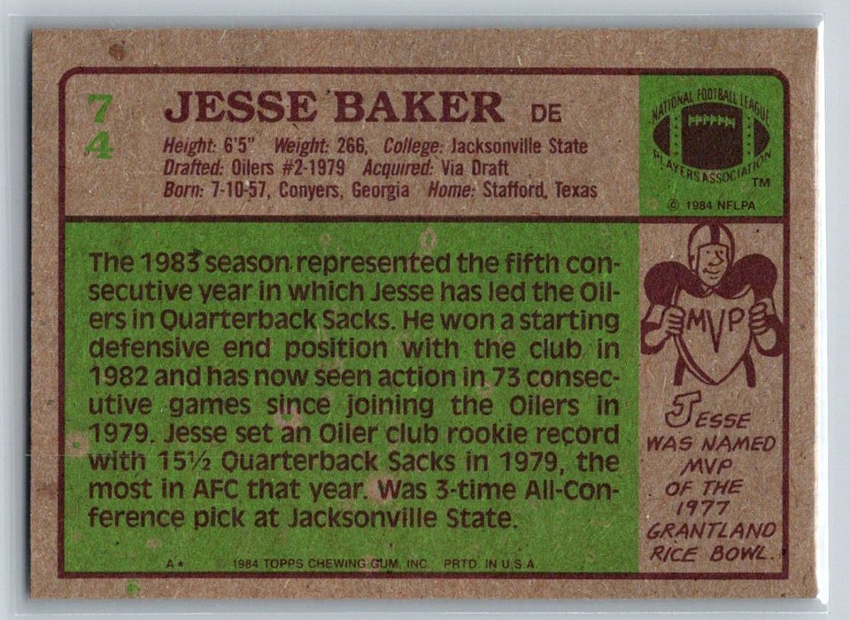 1984 Topps #74 Jesse Baker | eBay
