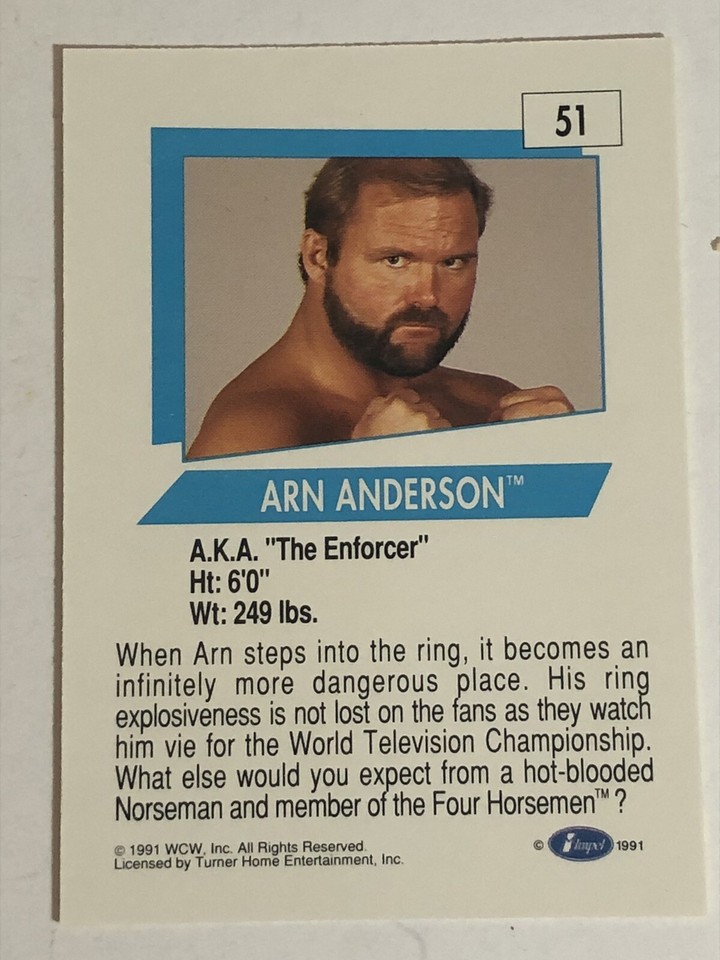 Arn Anderson WCW Trading Card World Championship Wrestling 1991 #51 | eBay