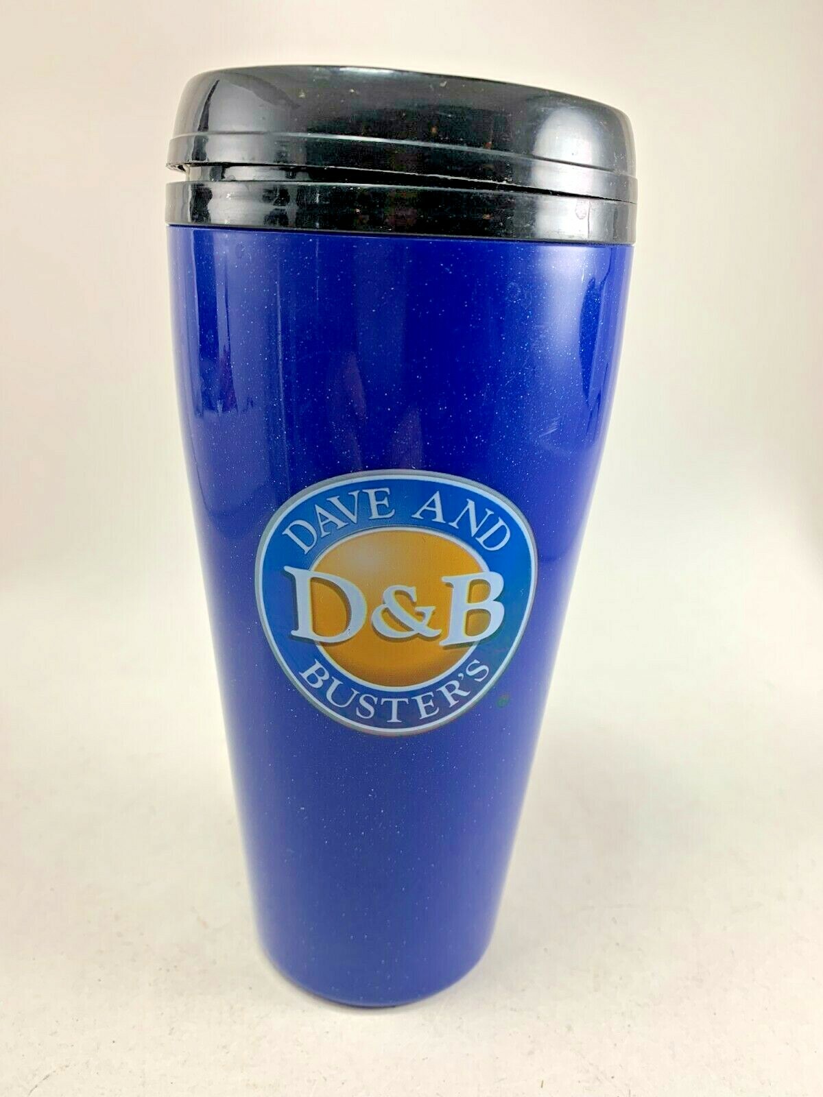 DAVE AND BUSTER'S TRAVEL MUG ROYAL BLUE WITH BLACK SNAP-ON LID | eBay