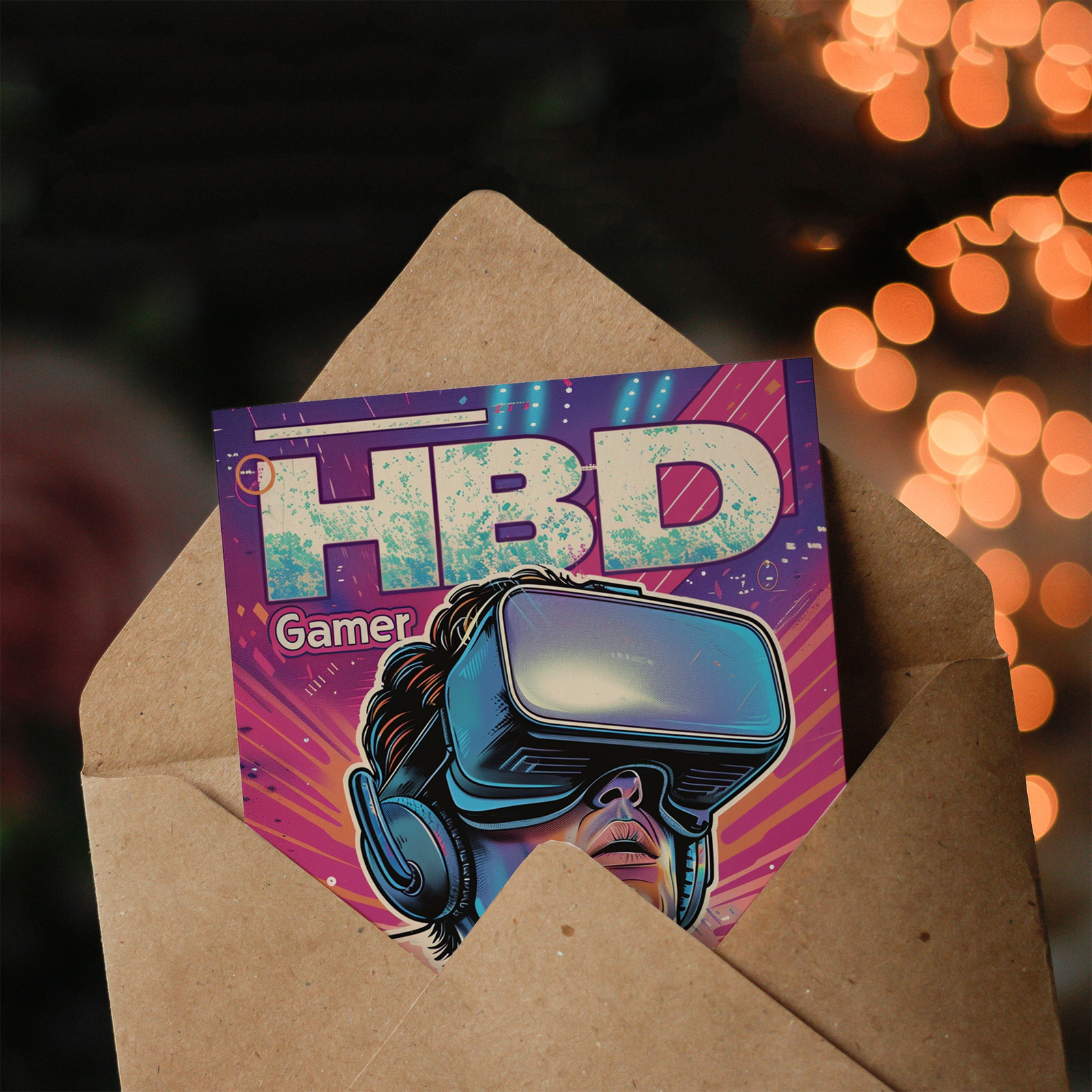 Birthday Card Pop Art Gamer VR Space Nerd Bright For Him Man Male ...
