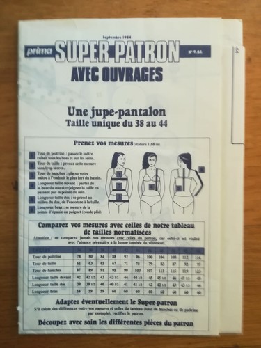 SUPER PATRON PRIMA 1984 N°9-84 - JUPE PANTALON TAILLES 38 A 44 | eBay