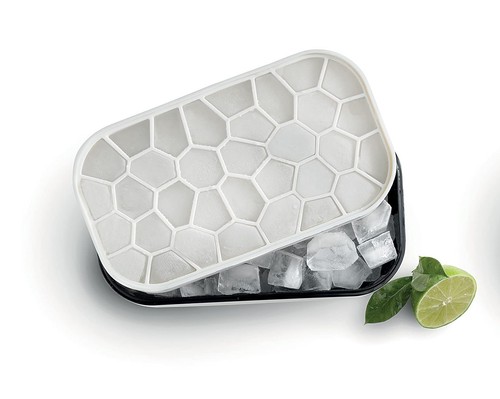 Lékué Ice Box, Ice Tray with Lid & Bin, 100% Platinum Silicone, Black ...
