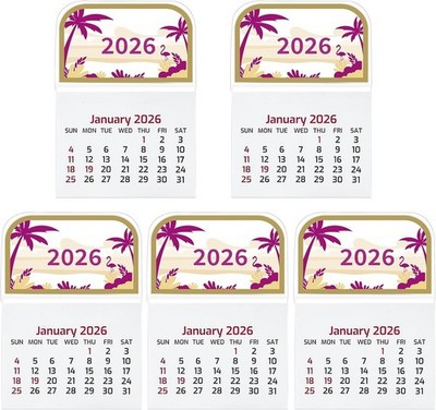 5 Pcs 2026 Mini Stick on Calendar Peel and Stick Calendar Small Wall ...