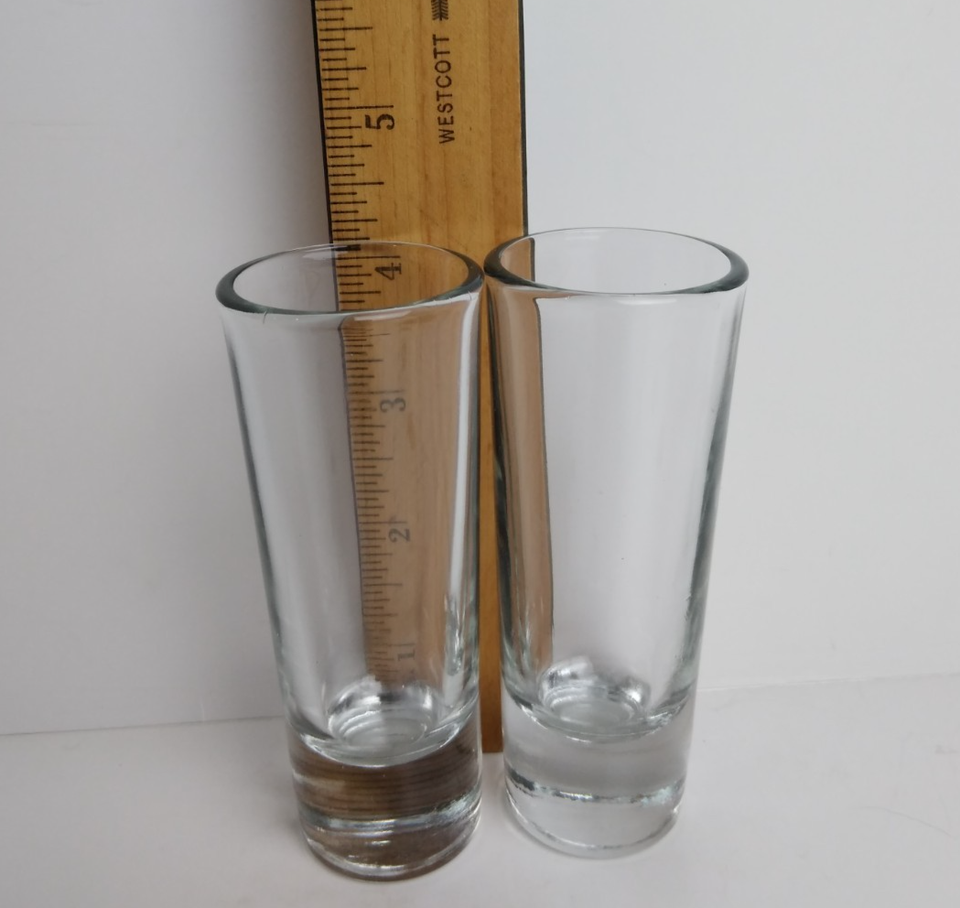2 Heavy Bottom 4 1/8"T Double Shot Glasses 2oz Straight Sided Full 1 ...