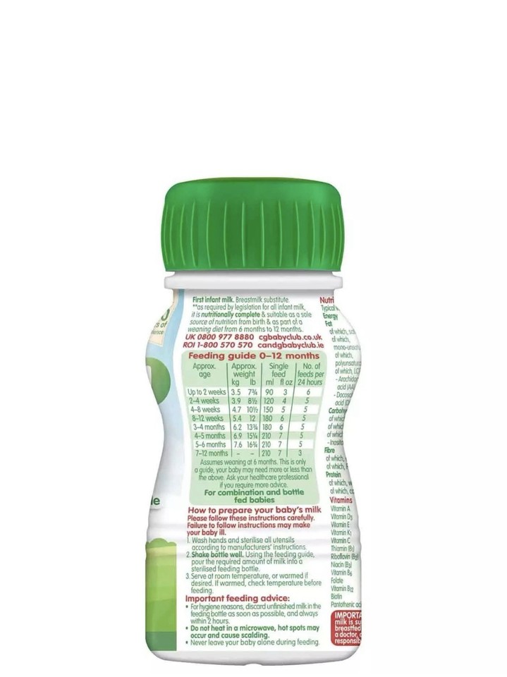 Cow & Gate First Infant Milk Stage1 Ready Made Baby Formula - Pack of ...