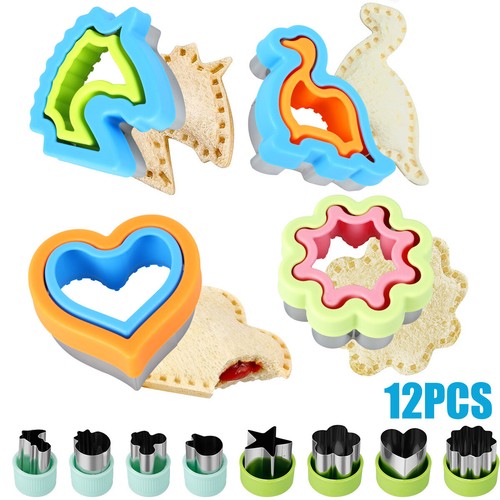 12Pcs Sandwich Cutters Shapes Set for Kids Cookie Fruit and Vegetable ...