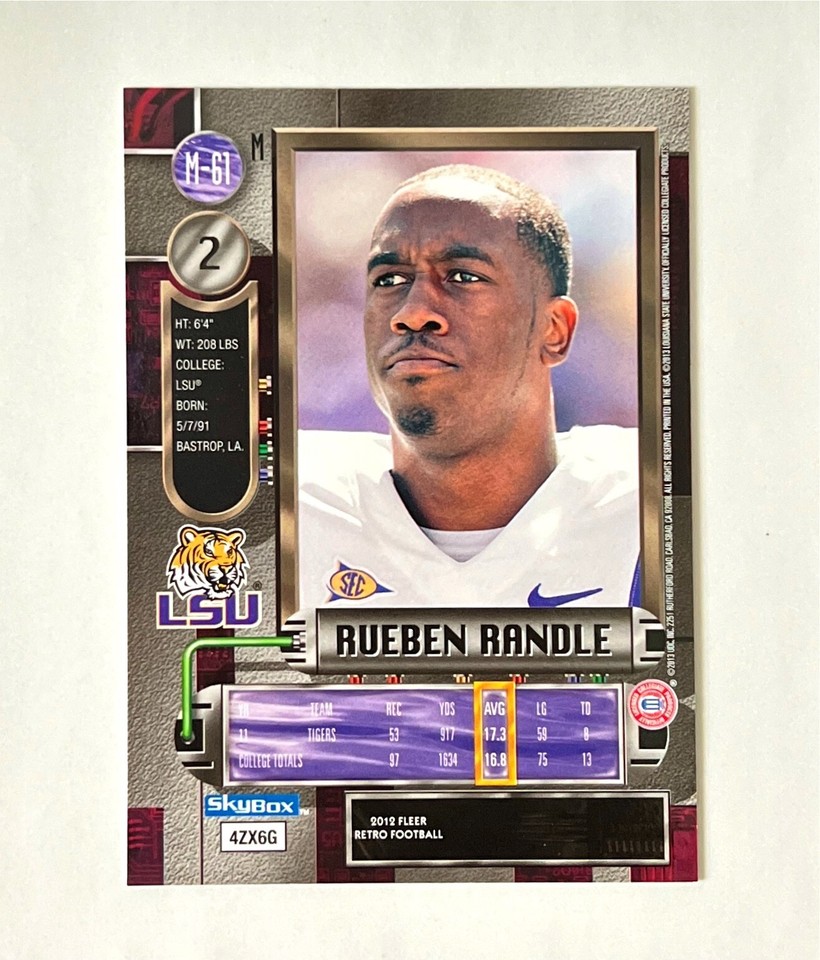 2012 Fleer Retro Football PMG Rueben Randle LSU Tigers M-61 Rookie | eBay