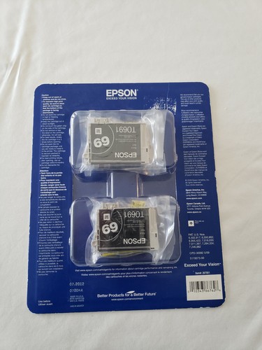 Genuine Epson 69 2 X Black 3 Color Ink Cartridges Value 5-Pack Sealed ...