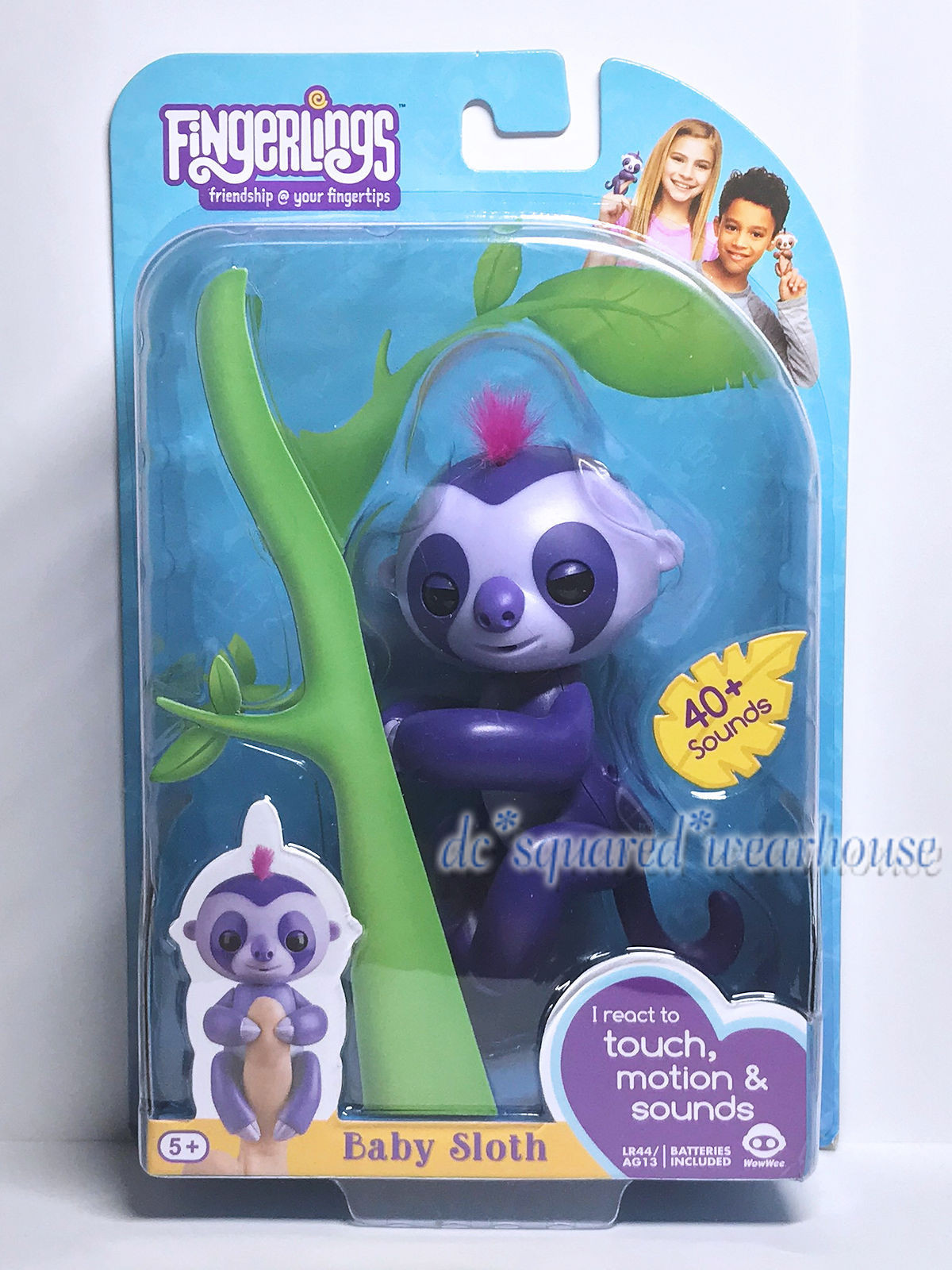 WowWee Fingerlings Interactive Baby Sloth Marge Purple Guaranteed ...