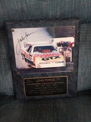 John force signed Plaque. 4 time NH RA Winston funny car champion 1990 ...