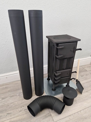 STOVE LOG BURNER WOOD FLUE SYSTEM PIPES SET 6.5KW GARAGE SHED WORKSHOP ...