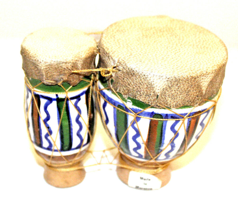 MINIATURE Drum Moroccan Authentic Bongos Handmade Percussion INSTRUMENT ...