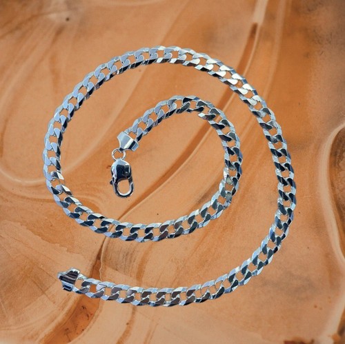 925 Pure Solid Real Sterling Silver Curb Link Design Men's Neck Chain ...