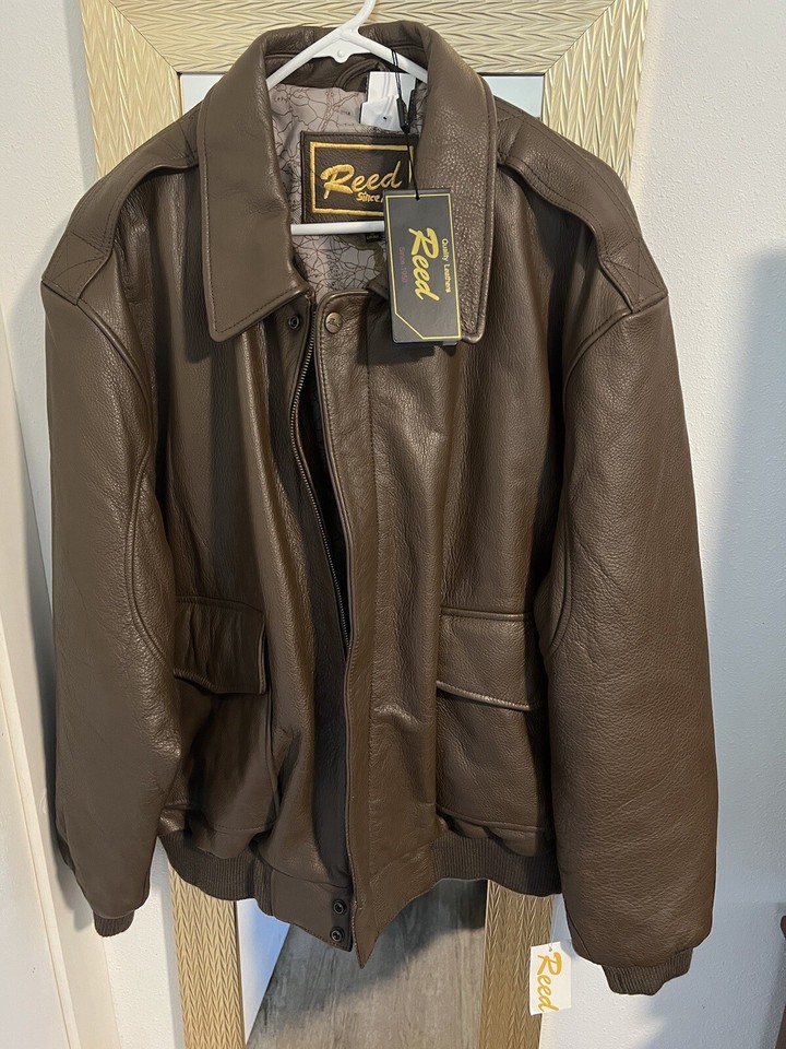 Reed Leather Jacket Brown New | eBay
