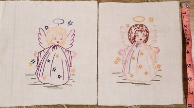 Hand Embroidered Angels 2 Panels 6"x8" A65 | eBay
