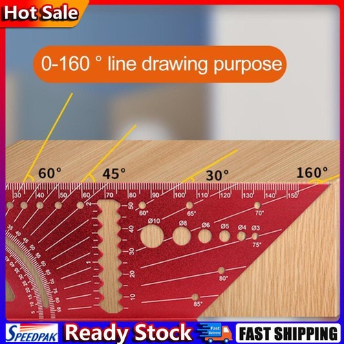 Aluminum Alloy Scriber Angle Ruler Wooden Square 45 90 Degree Measuring ...