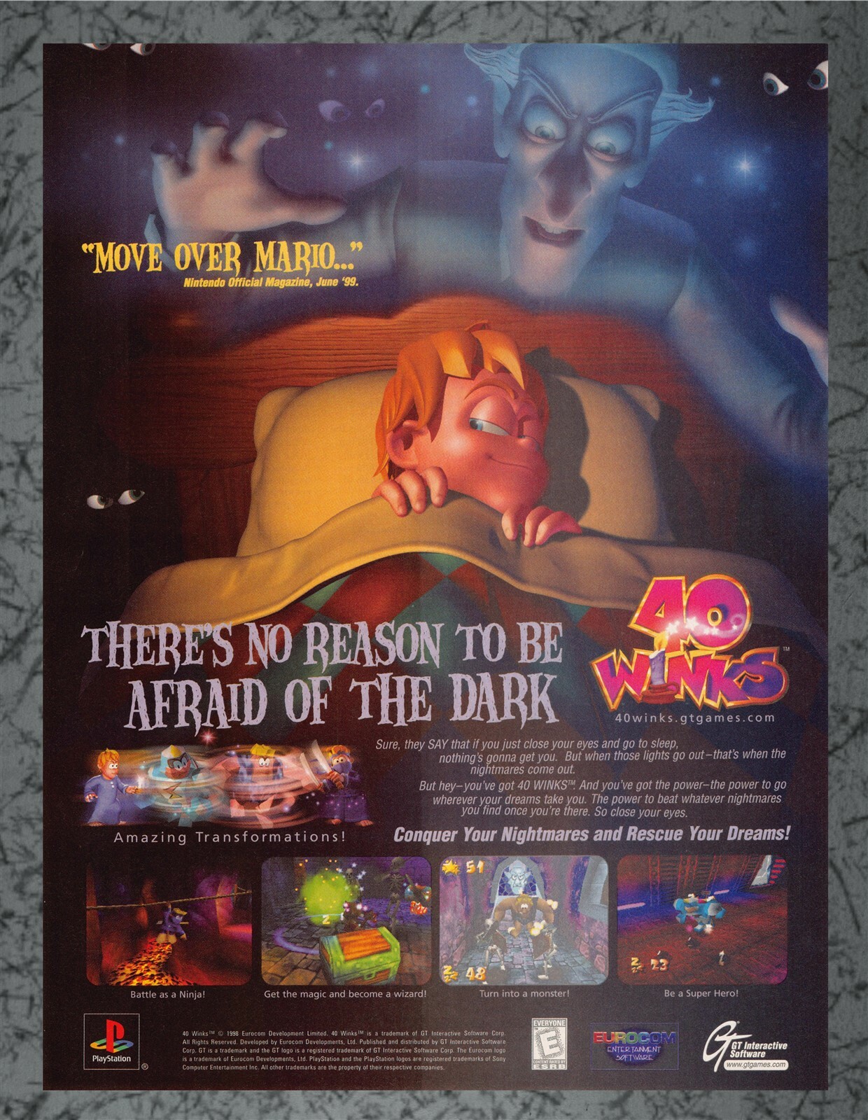 40 Winks Adventure Game 1998 Playstation 1 PS1 Print Ad Original Art | eBay