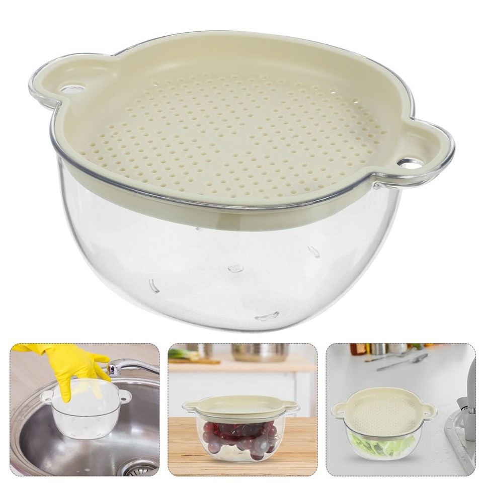 Kitchen Colander Set 2 In 1 Fruit Vegetable Washing Strainer Double ...