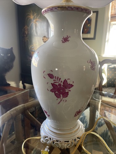 Herend Table Lamp Nanking Bouquet Chinese Pink Raspberry Gold 29” h. | eBay