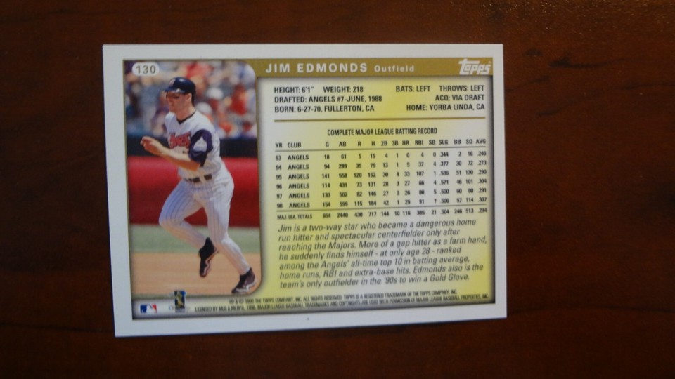 1999 TOPPS # 130 JIM EDMONDS BASEBALL CARD | eBay