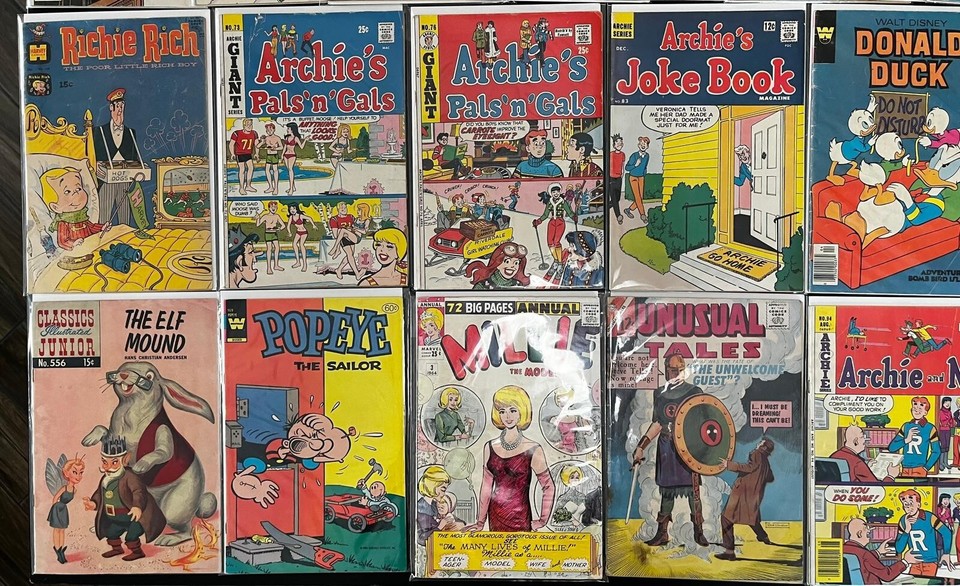 LOT (38) SILVER & BRONZE AGE Comic Books Dell Marvel DC Archie Harvey ...
