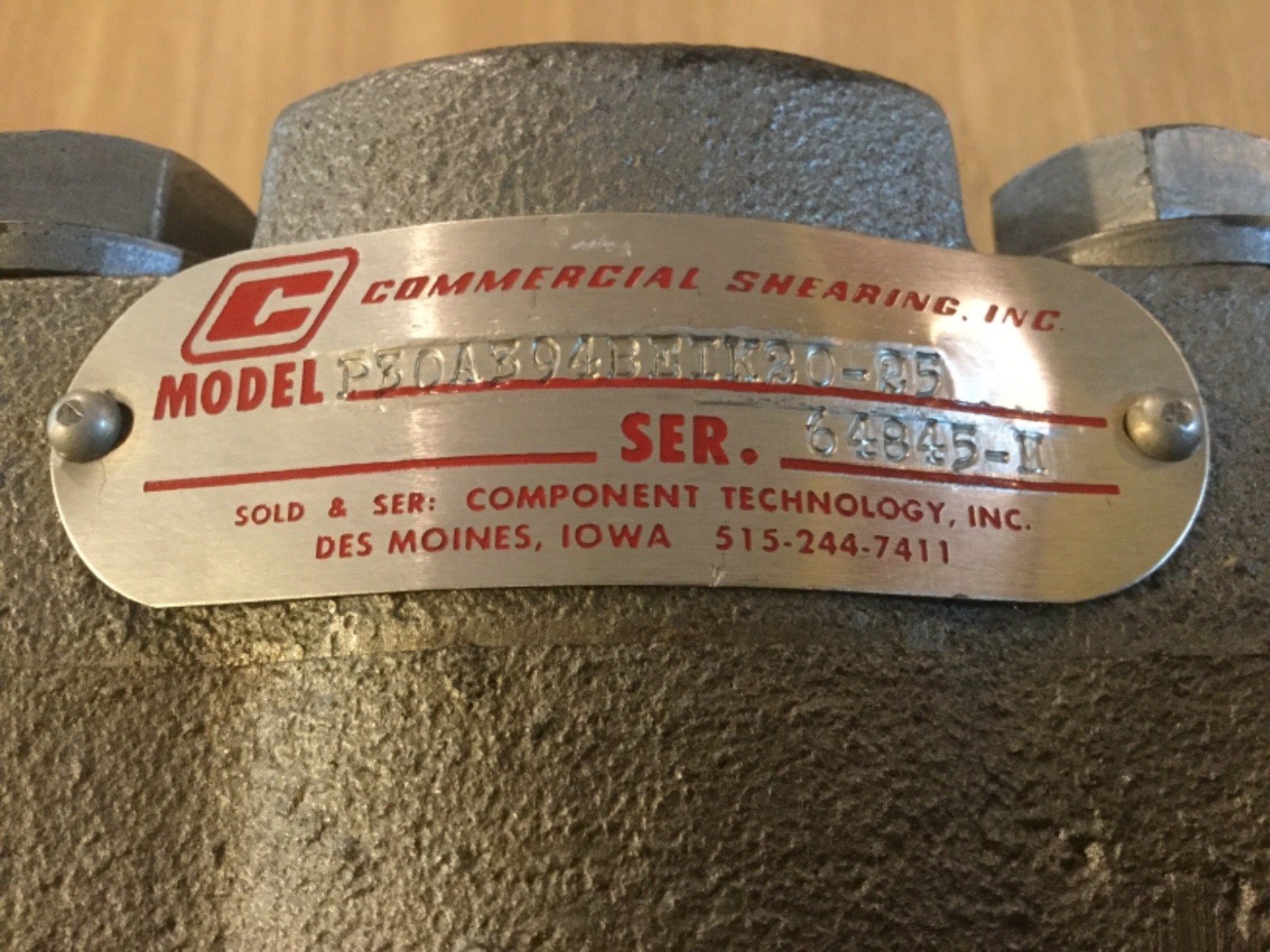 Commercial Shearing, Inc Hydraulic Pump P30A394BEIK20-25 | eBay