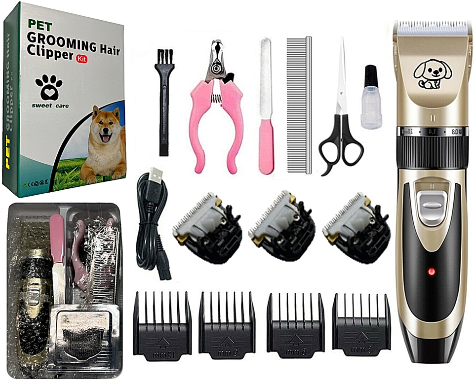 Dog Cat Pet Grooming Kit Rechargeable Cordless Electric Hair Clipper ...